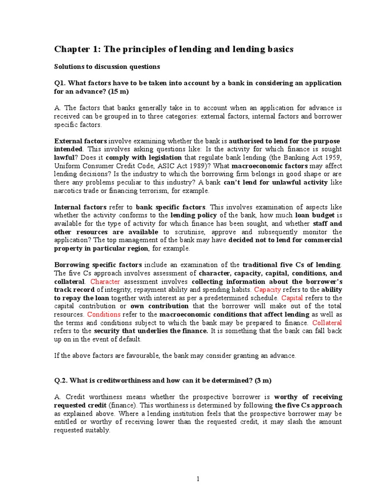 Tutorial 1 Answer | PDF | Loans | Credit (Finance)