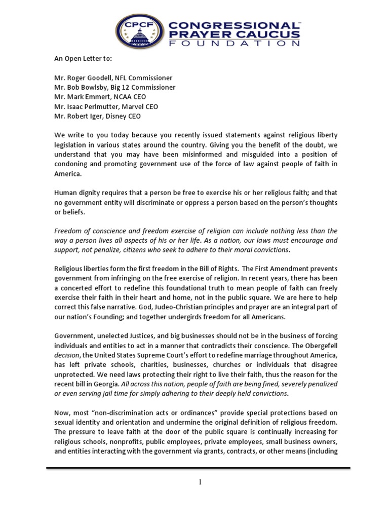 Religious Freedom Letter | PDF | Freedom Of Religion | Conscience