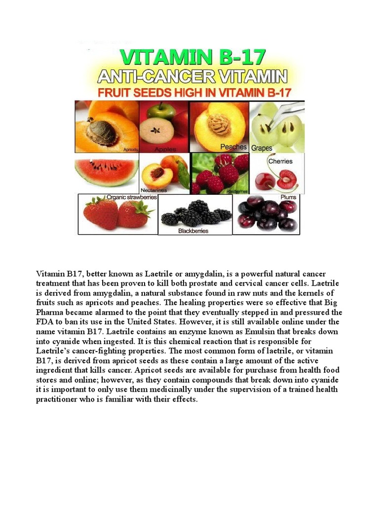 Vitamin B17, Known As Laetrile and Amygdalin, Kills Cancer | PDF ...
