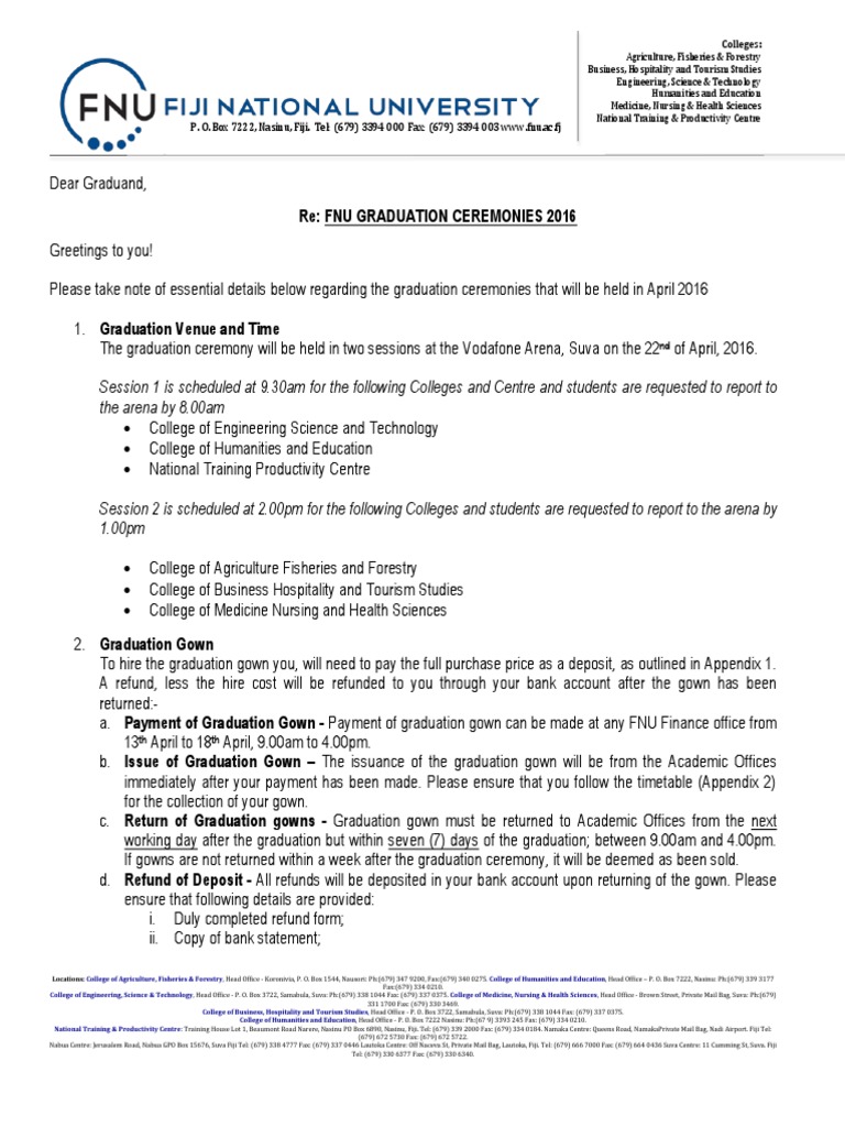 Graduation Ceremony Information Letter April 2016 | PDF | Diploma ...