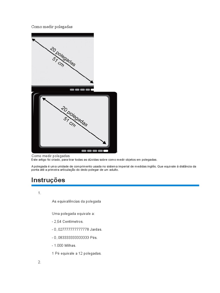 Como Medir Polegadas | PDF | Polegada | Duração