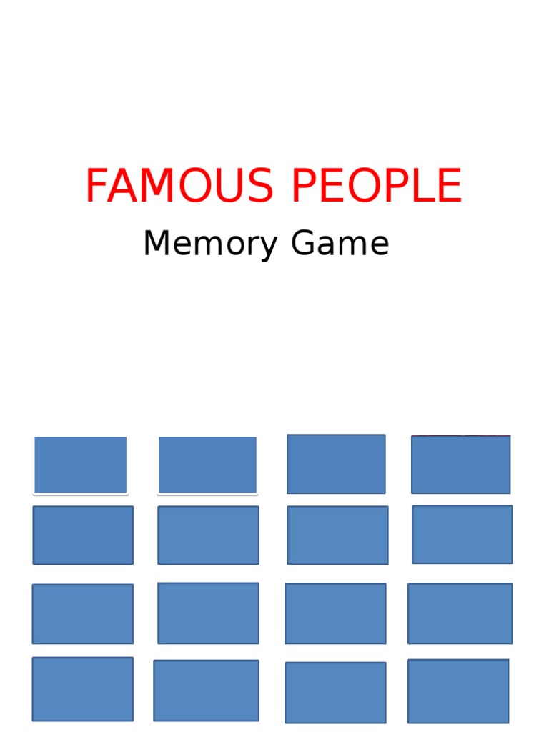 Famous People Memory Game Guide | PDF