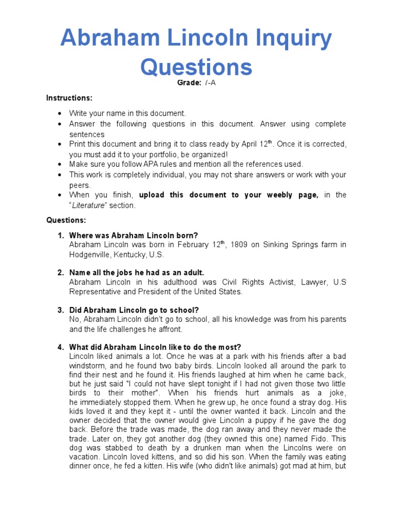 Abraham Lincoln Worksheet | PDF | Abraham Lincoln | Confederate States ...