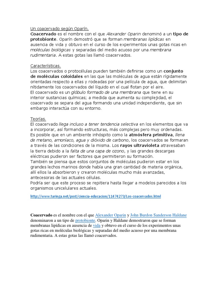 Coacervado | PDF | Bioquímica | Química
