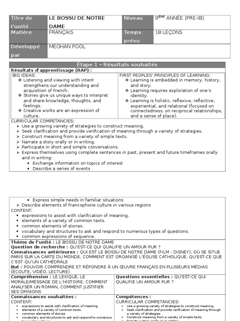 Le Bossu de Notre Dame - Plan Dunite | PDF | Claude Frollo | Esméralda ...