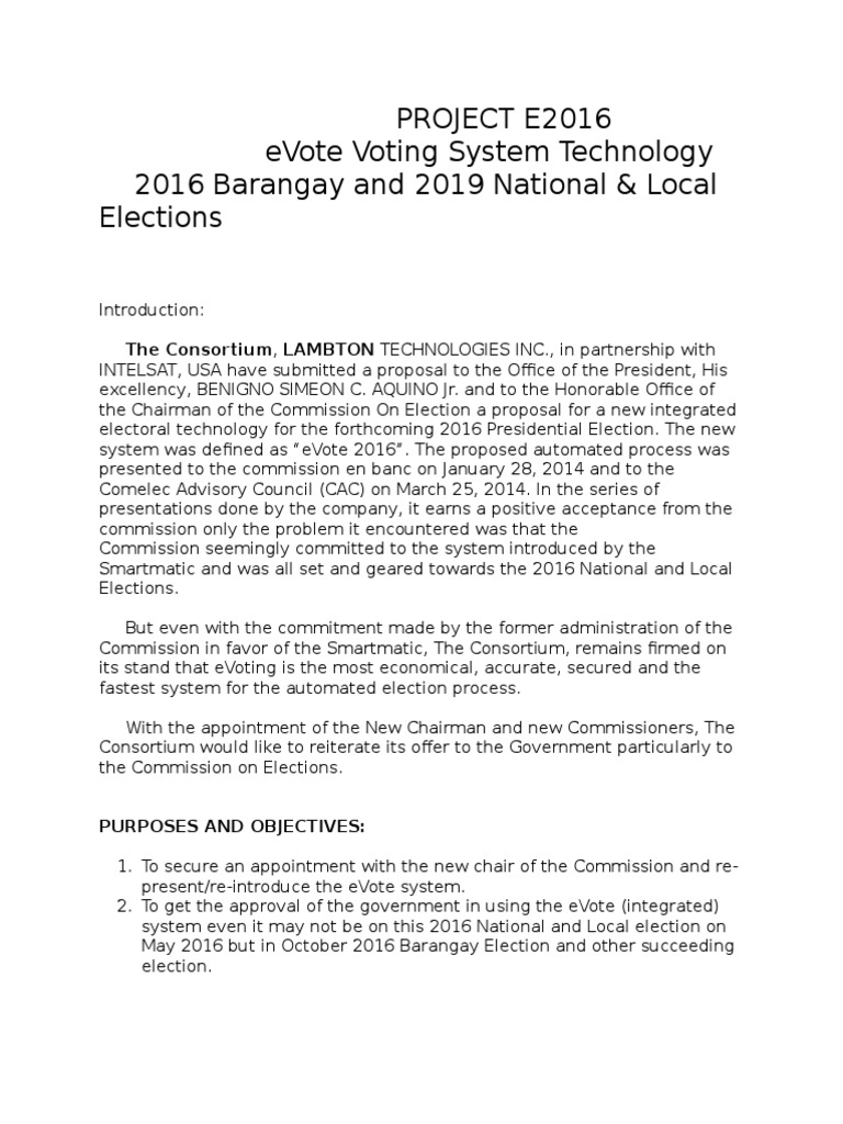 eVote 2016 Proposal for Elections | PDF | Technology & Engineering