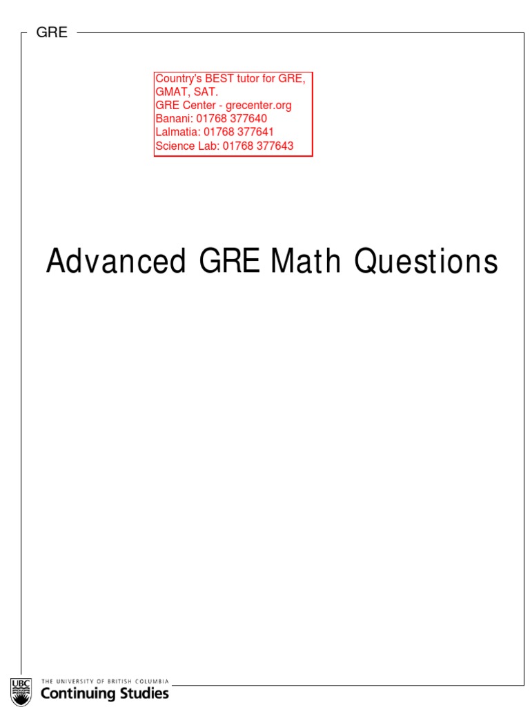 Advanced GRE Math Questions E | PDF | Mathematical Objects | Geometry