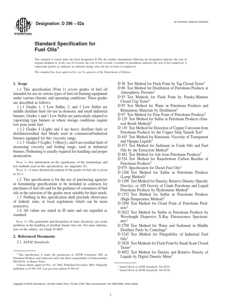 Astm d396 Fuel Oils | PDF | Fuel Oil | Petroleum