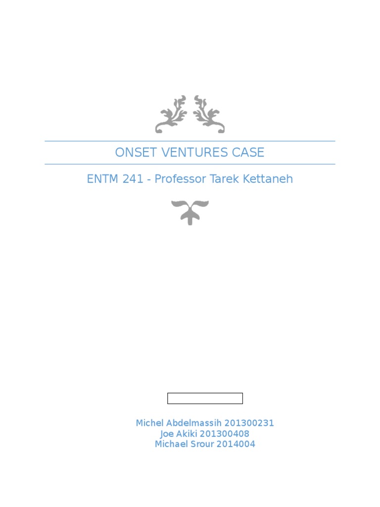 Onset Case | PDF | Valuation (Finance) | Financial Markets