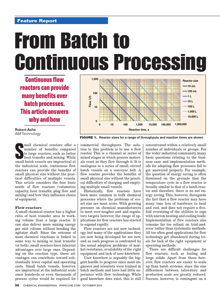 Batch To Continuous Processing | PDF | Chemical Reactor | Fluid Dynamics