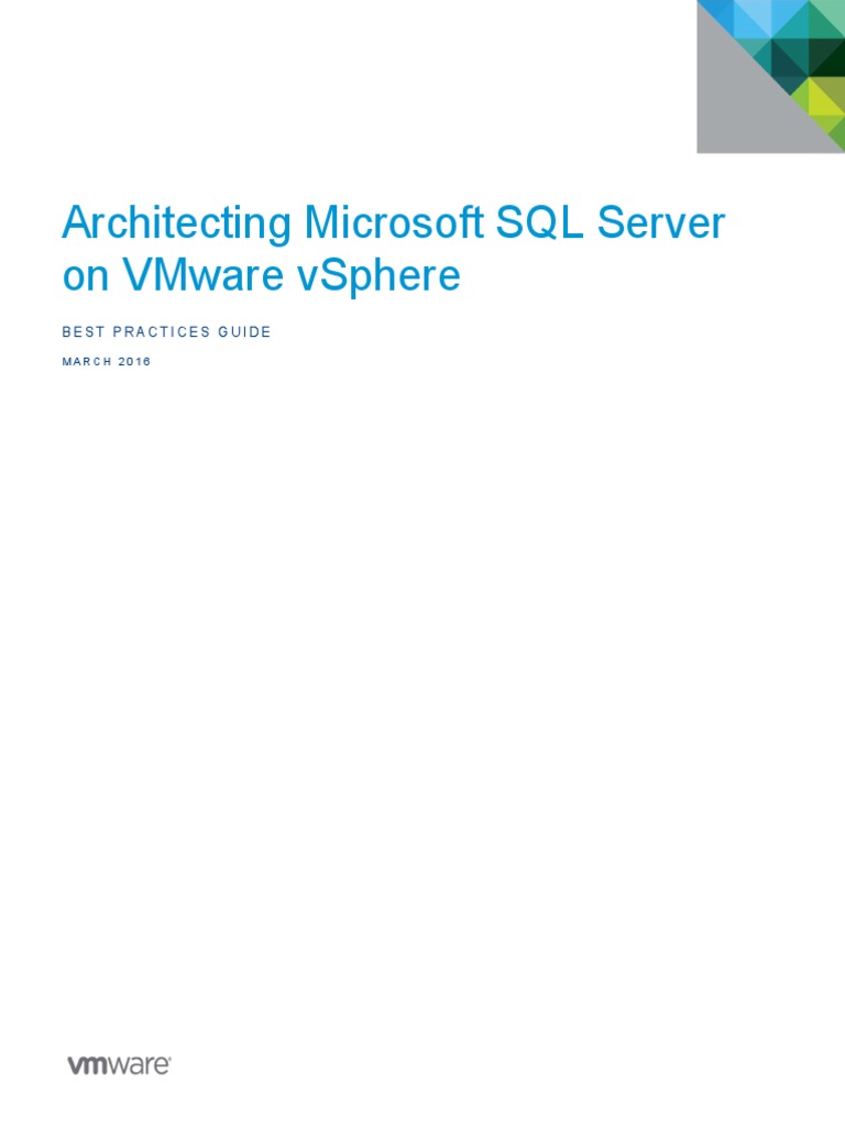 SQL Server On VMware-Best Practices Guide | PDF | Virtual Machine | V Mware