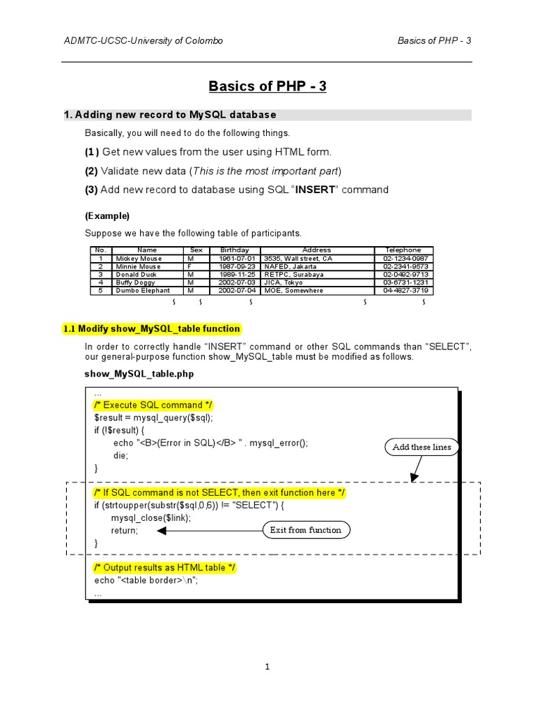 PHP Basics 1-1 | PDF | Php | Databases