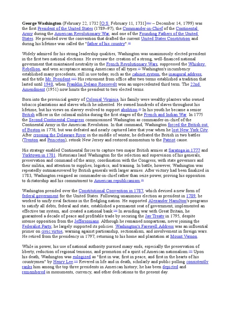 George Washington | PDF | George Washington | The United States