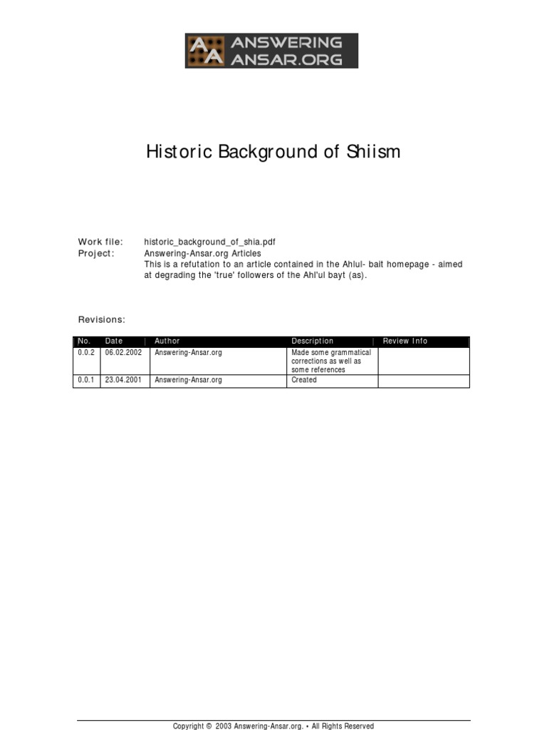 Historic Background of Shia | PDF | Shia Islam | Hadith
