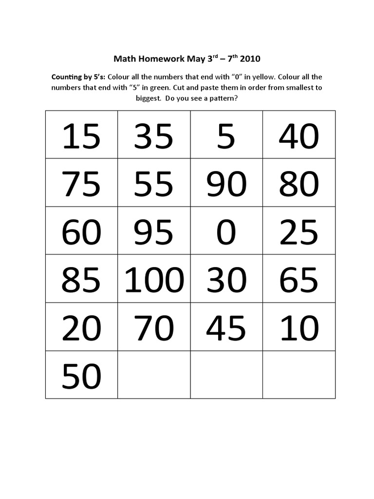 Math Homework Activities for Kids | PDF
