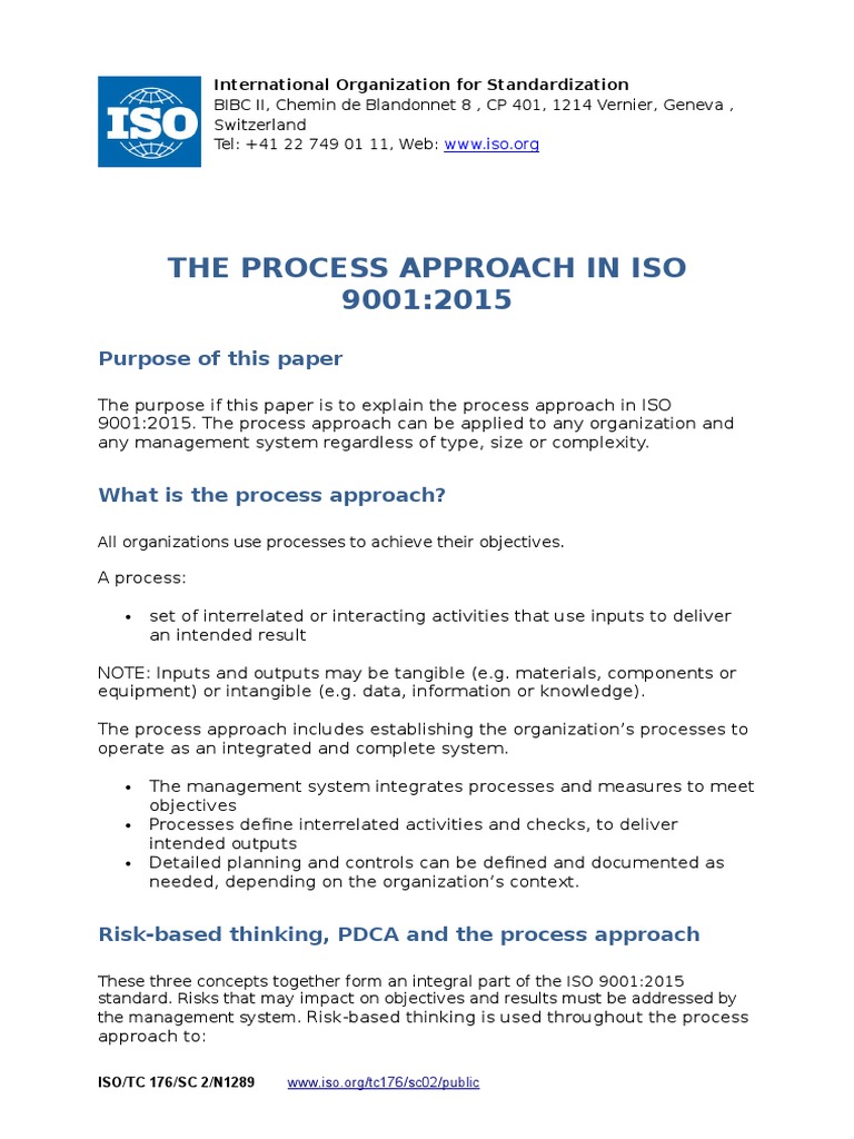ISO9001Process Approach | PDF | International Organization For ...