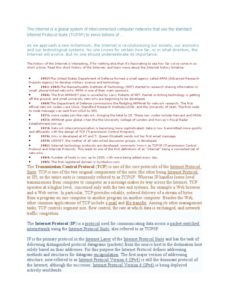 Internet | PDF | Internet Protocols | Transmission Control Protocol