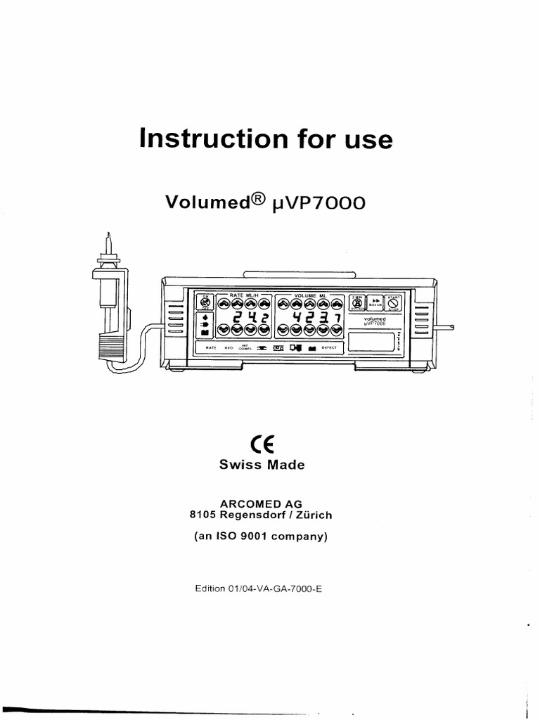 Arcomed Volumed UVP7000 - User Manual | PDF