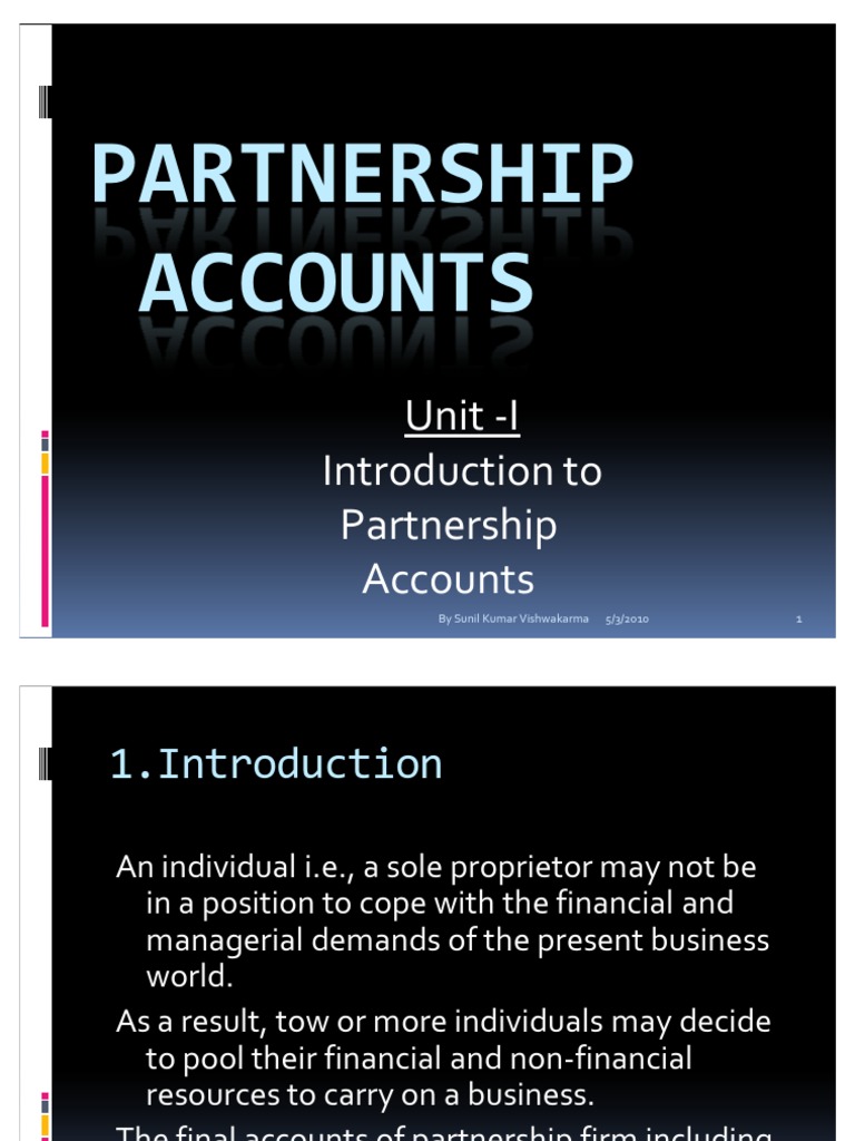 Partnership Introduction | PDF | Debits And Credits | Partnership