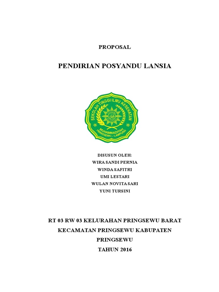 Proposal Posyandu Lansia Pringsewu | PDF | Pengembangan Diri ...