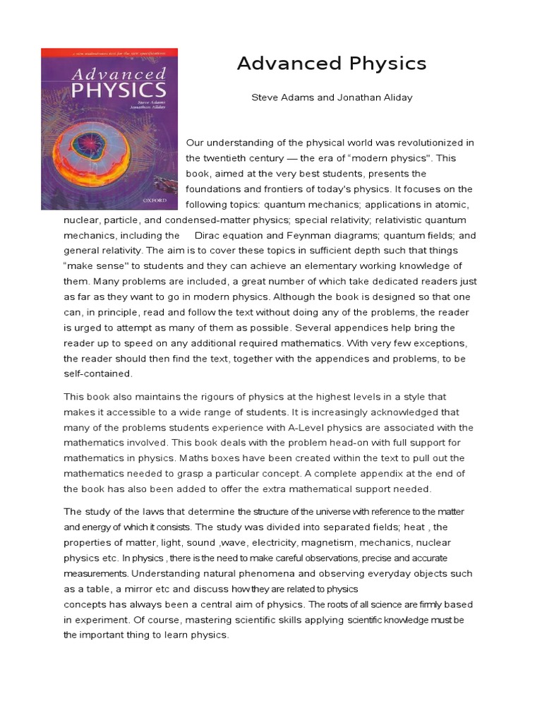 Advanced Physics | PDF | Theoretical Physics | Physics