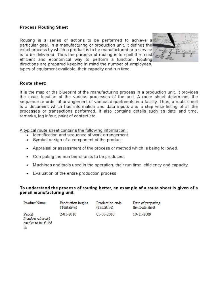Process Routing Sheet | PDF | Information | Time