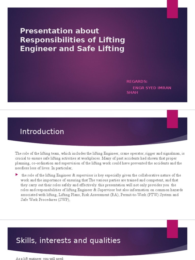 Presentation About Lifting | PDF | Crane (Machine) | Elevator