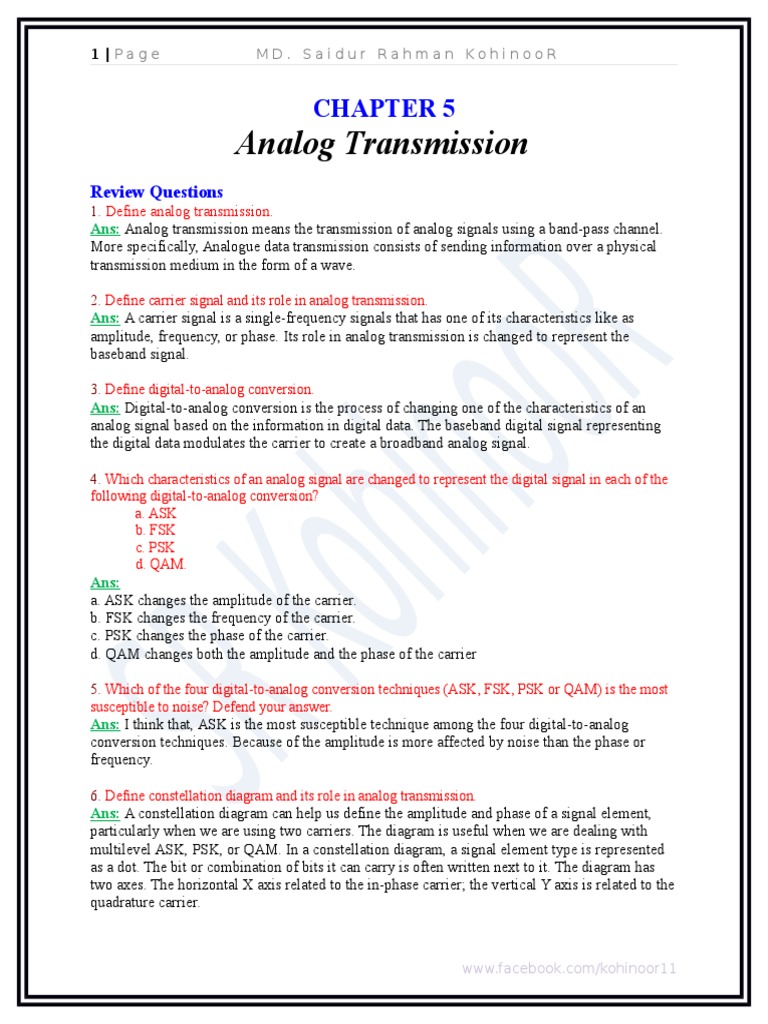 Understanding Analog Transmission Techniques | PDF | Data Transmission ...