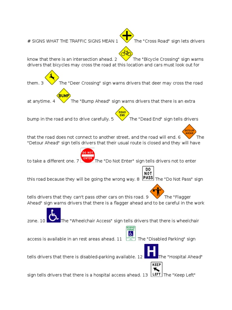 An Illustrated Guide to Common Traffic Signs and Their Meanings | PDF ...