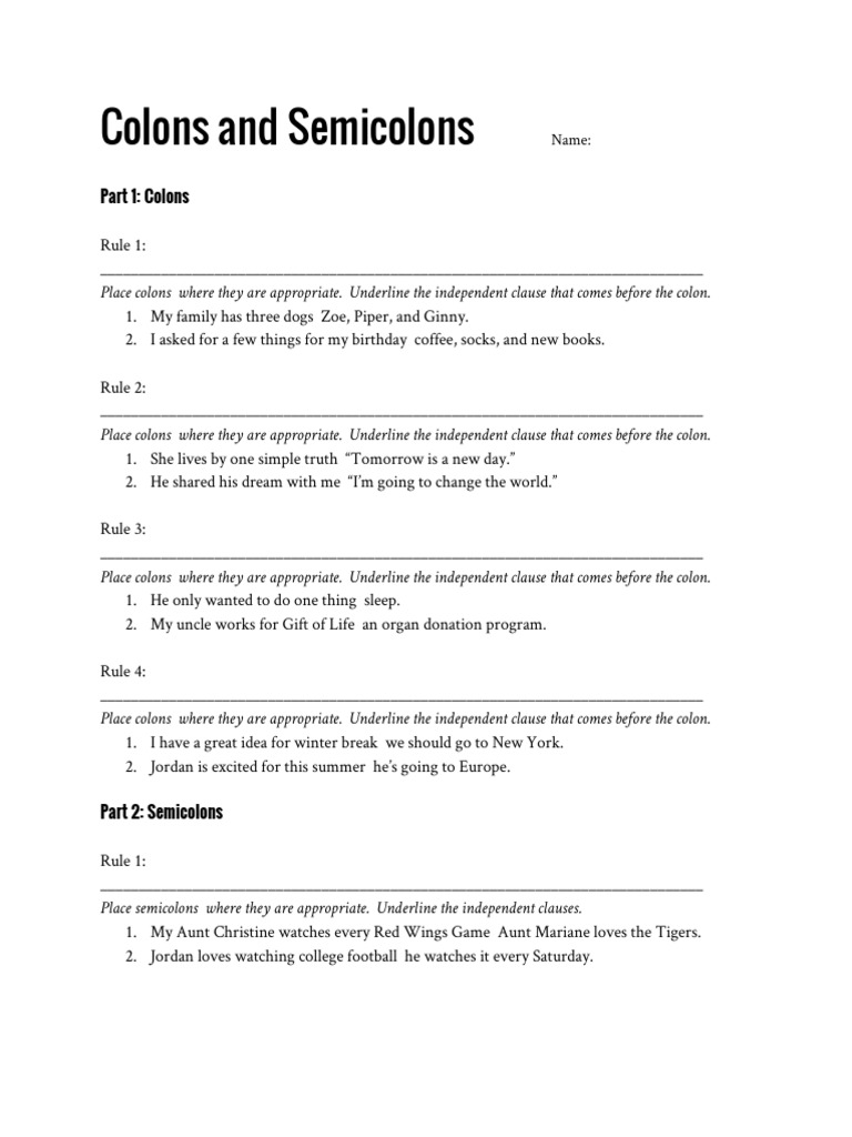 Colons and Semicolons | PDF | Language Arts & Discipline