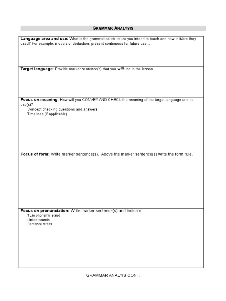 CELTA Lesson Plan 2 / Grammar Analysis | PDF