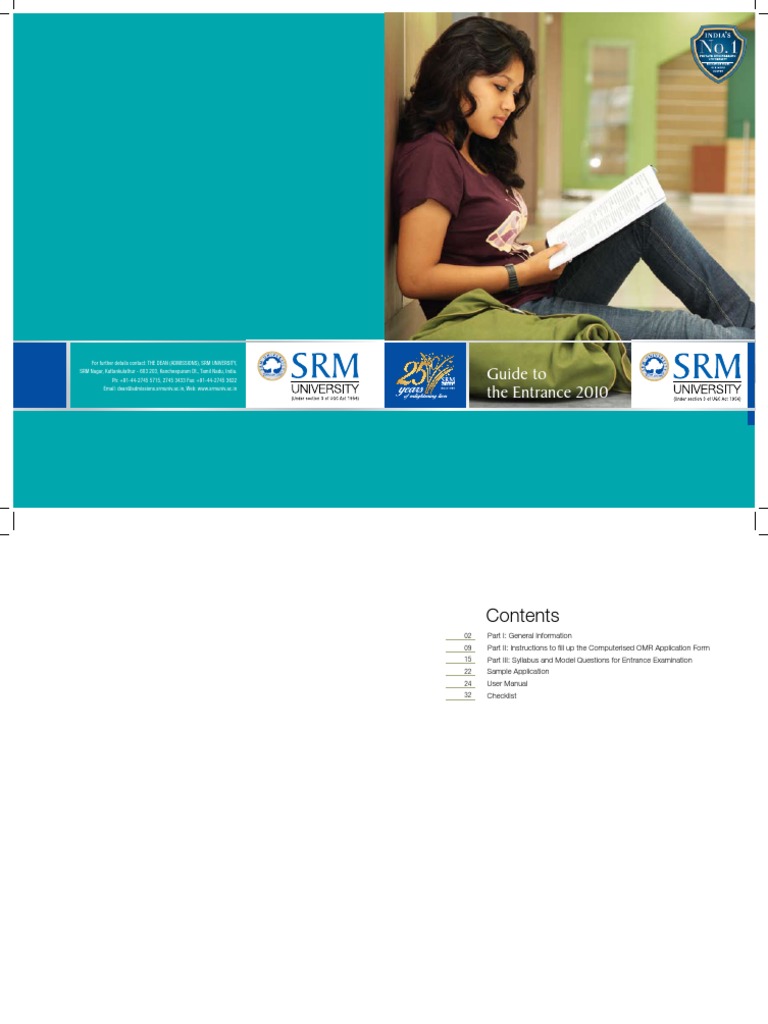 SRM University Entrance Test Guide | PDF