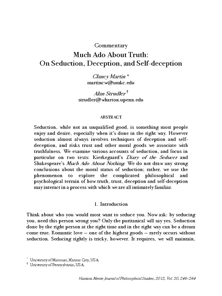 Issue20 Commentary Martin&Strudler PDF | PDF | Deception | Much Ado ...