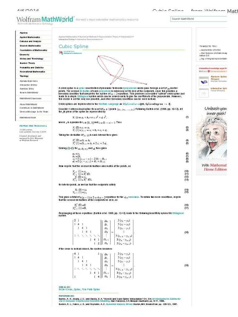 Cubic Spline - From Wolfram MathWorld | PDF | Spline (Mathematics ...