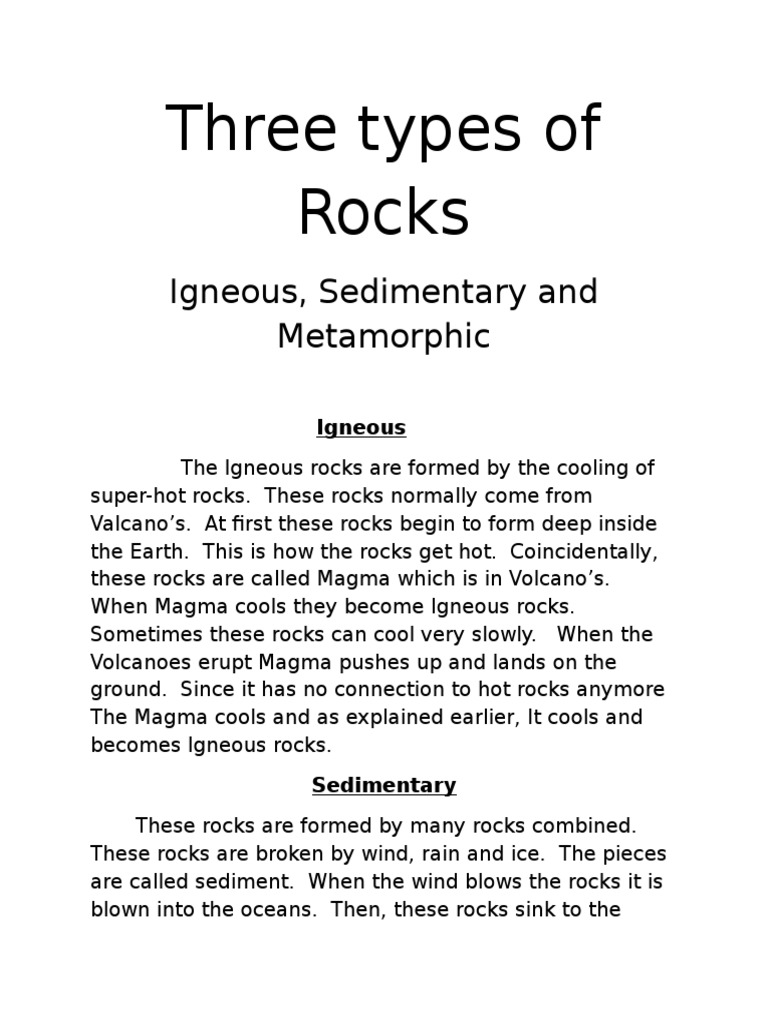 Three Types of Rocks | PDF