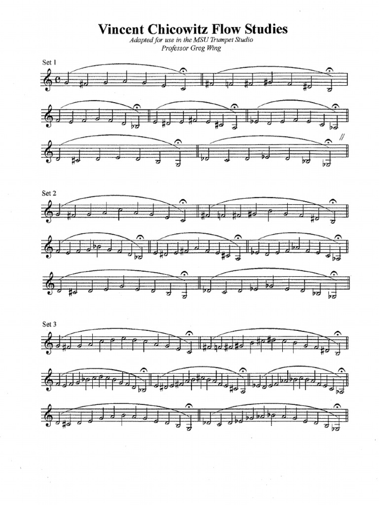 Warmups Trumpet Vincent Chicowitz Flow Studies | PDF