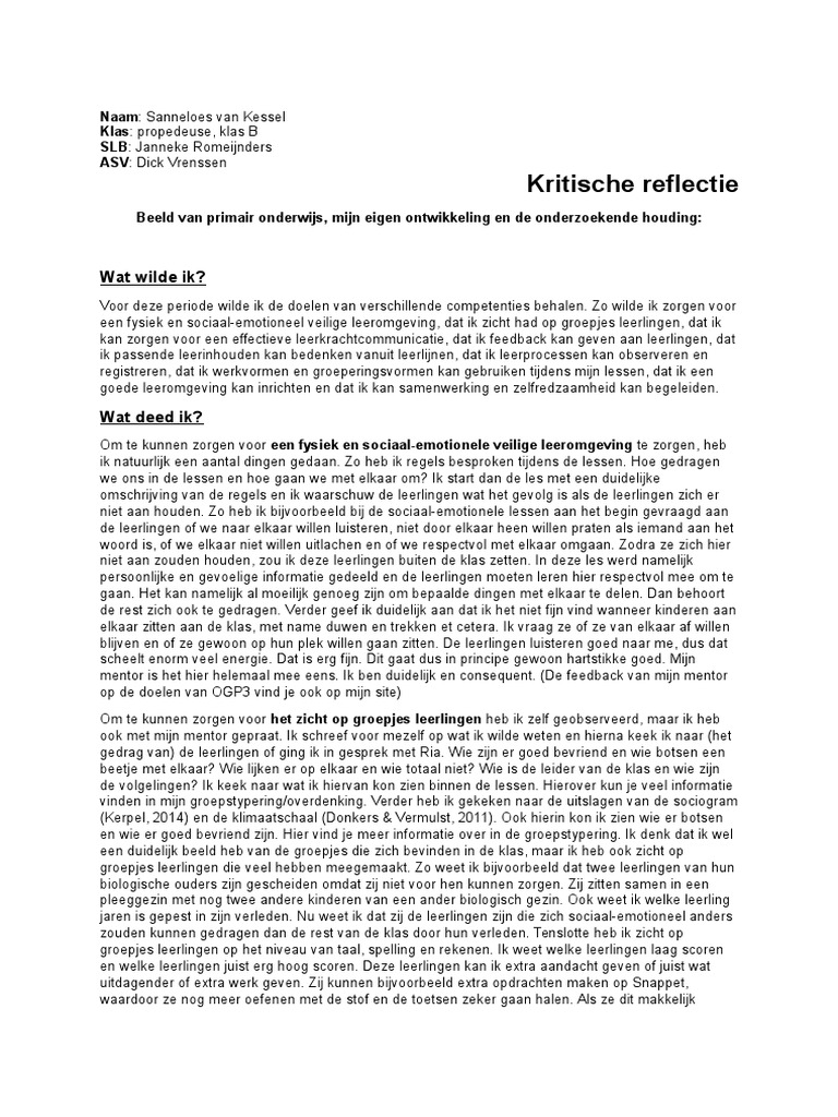 Kritische Reflectie 2 0 | PDF