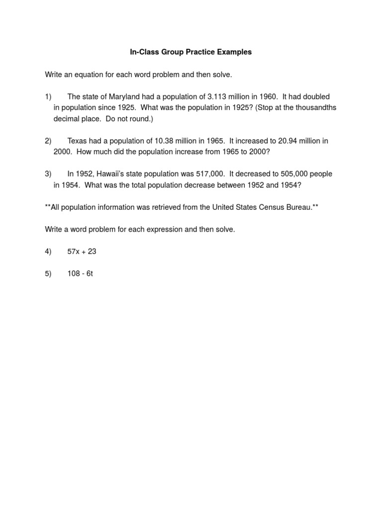 Population Growth Word Problems | PDF | Finance & Money Management ...