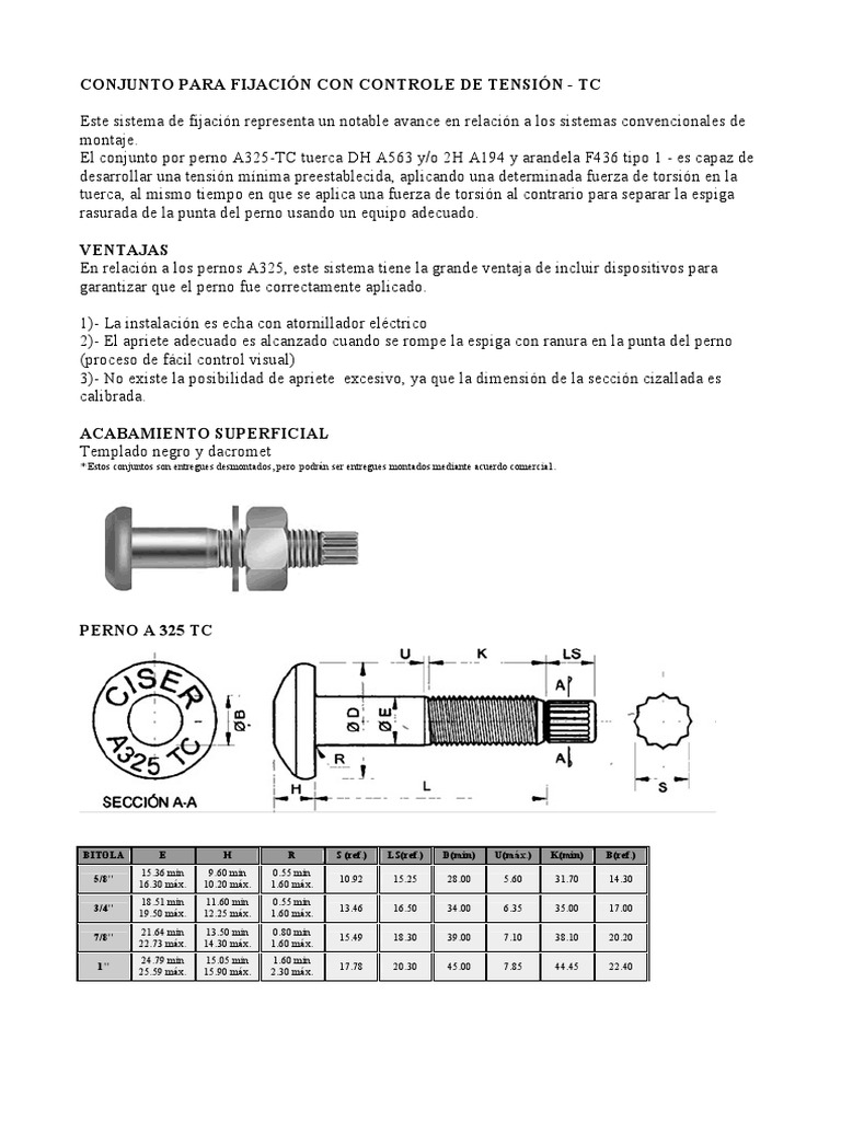 Catalogo Pernos TC | Ingeniería de Edificación | Metalurgia