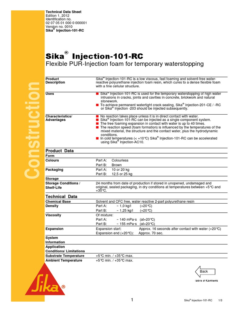 1. sika-injection-101-rc.pdf | Foam | Pump