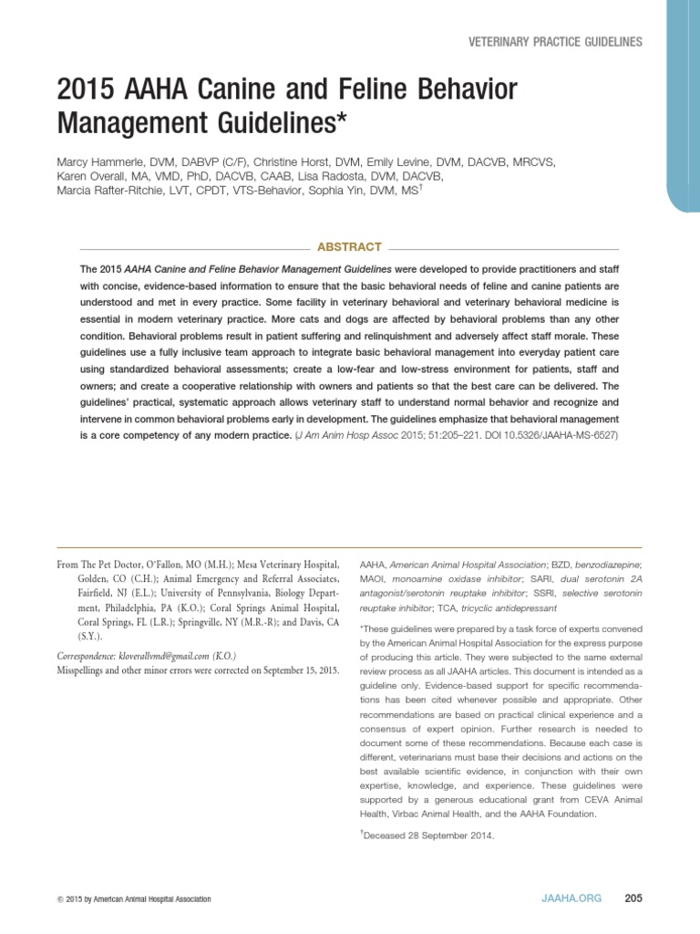 Aaha Canine and Feline Behavior Management Guidelines Final PDF | PDF ...