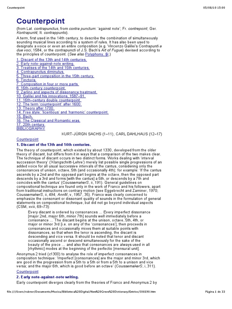 Counterpoint - Grove | PDF | Harmony | Interval (Music)