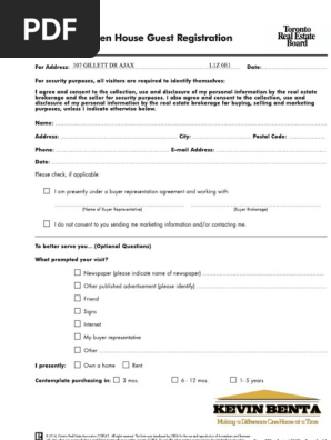 Open House Guest Information Forms