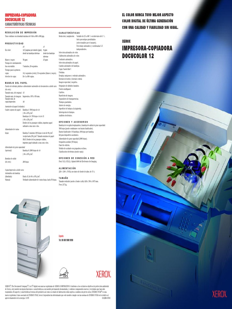 Brochure XEROX Docucolor 12 | PDF | Color | Ingeniería de confiabilidad