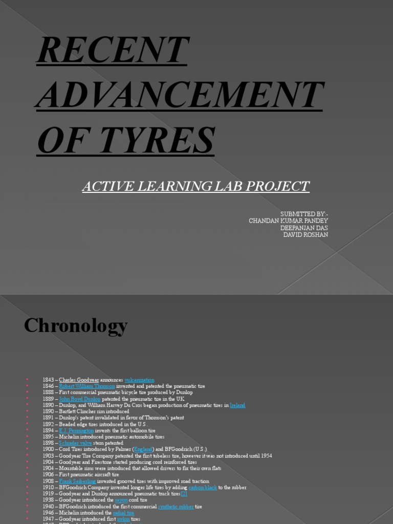 Recent Advancement of Tyres: Active Learning Lab Project | PDF ...