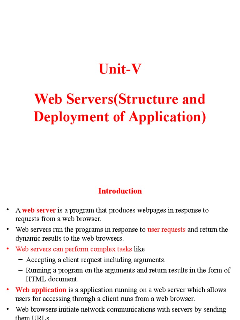 Web Servers (Structure and Deployment of Application) Unit-V | PDF ...