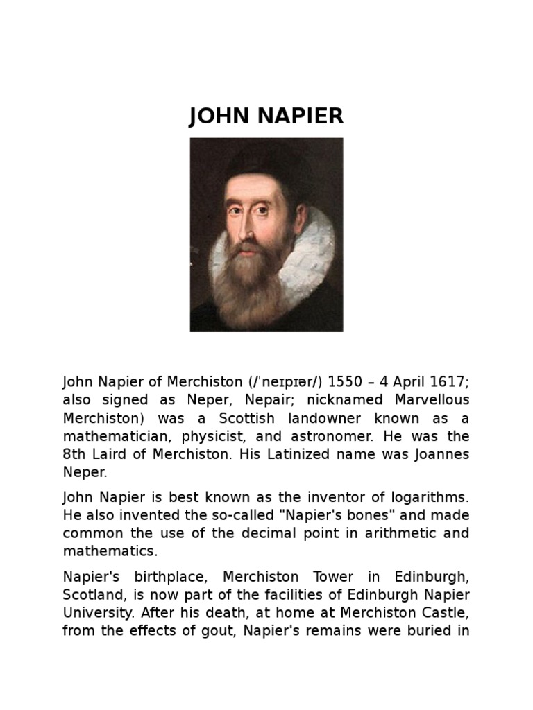 John Napier Inventions