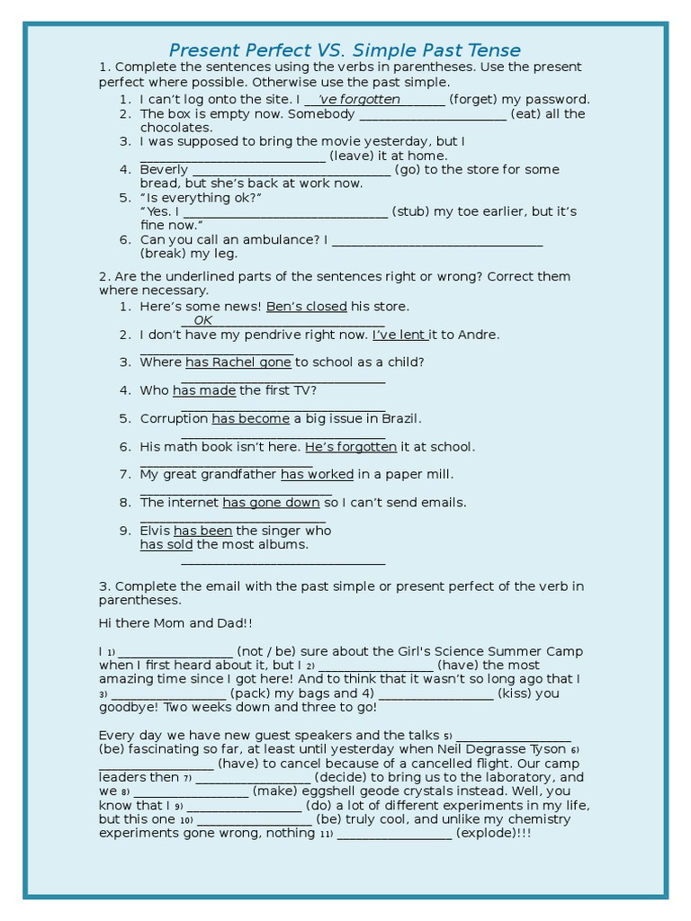 Present Perfect Vs Simple Past Tense | PDF | Mars | Outer Space