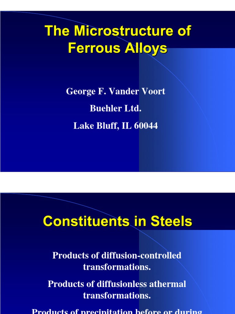 Microstructure of Ferrous Alloys | PDF | Heat Treating | Steel