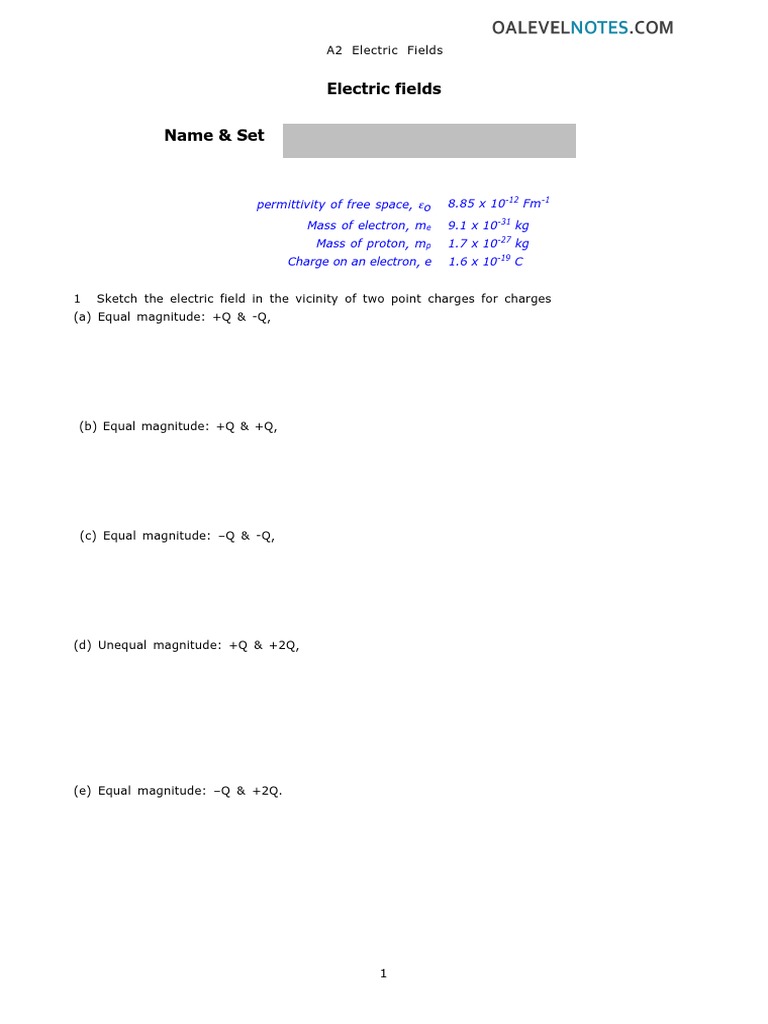 IGCSE Electric Field Concepts | PDF | Electric Charge | Electrostatics